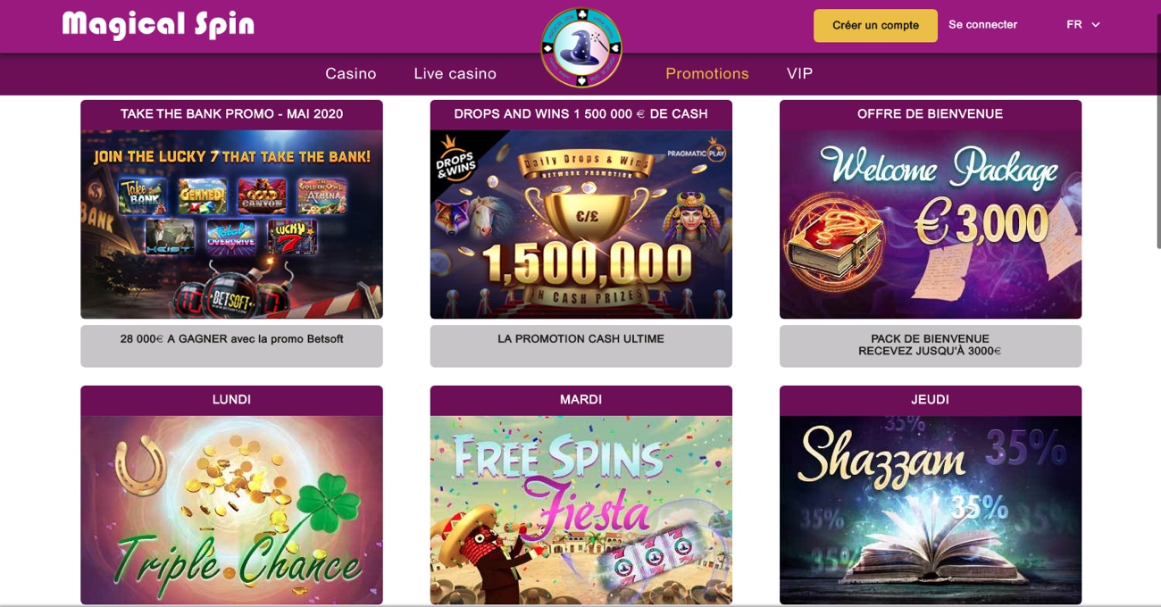 Magical Spin Avis | Obtenez 3000€ & 50 Free Spins de BONUS