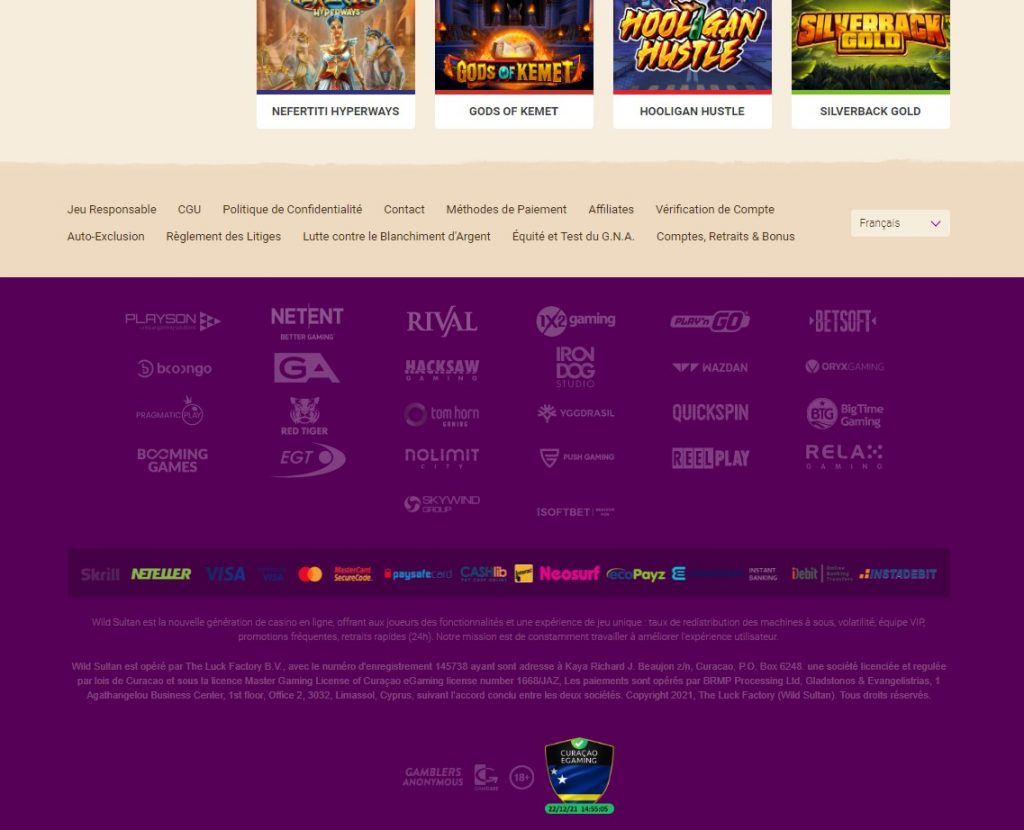 Wild Sultan Avis | Obtenez 500€ de BONUS en 2Min